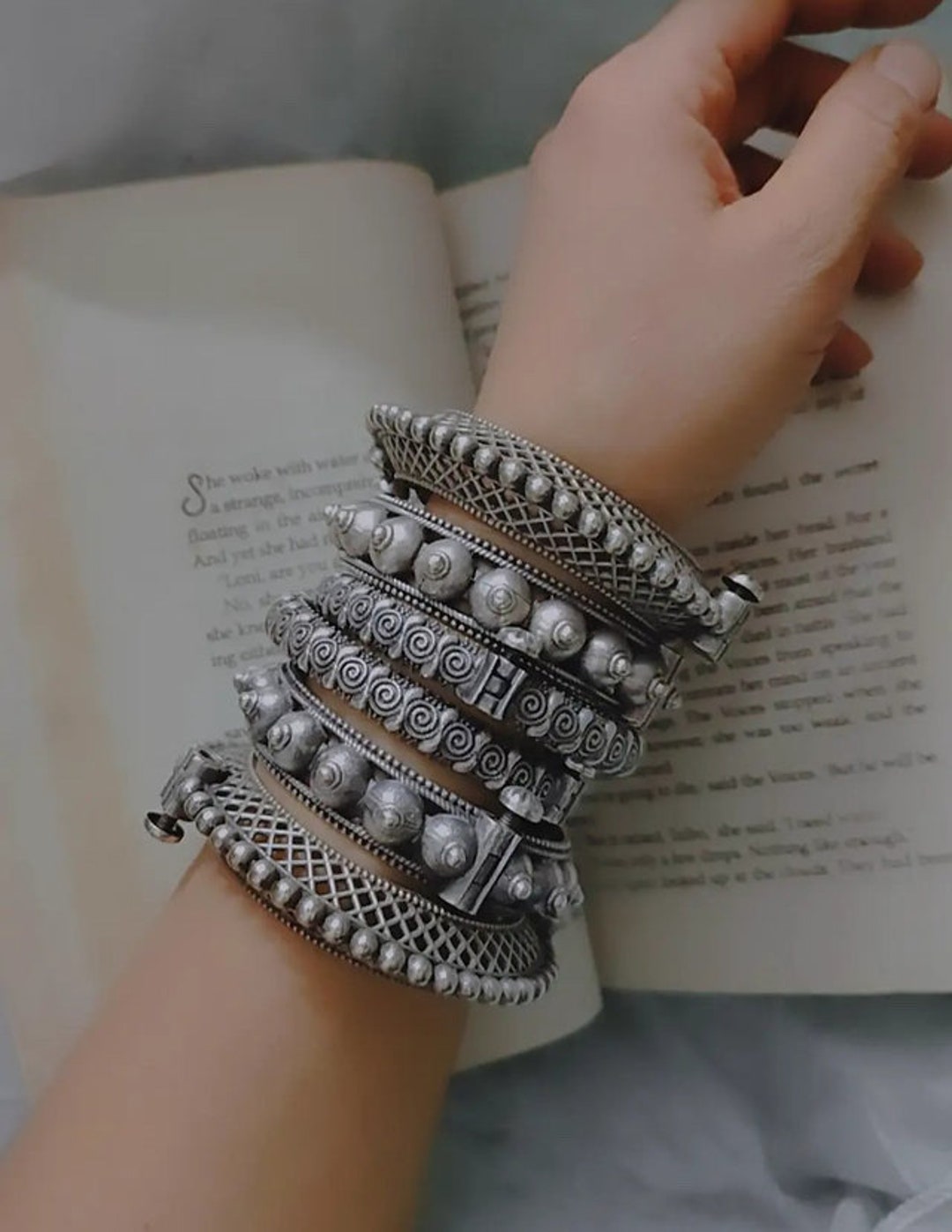 Bangles Kada Set Indian Hand Jewellery Silver Plated Hand Kada Bracelet ...