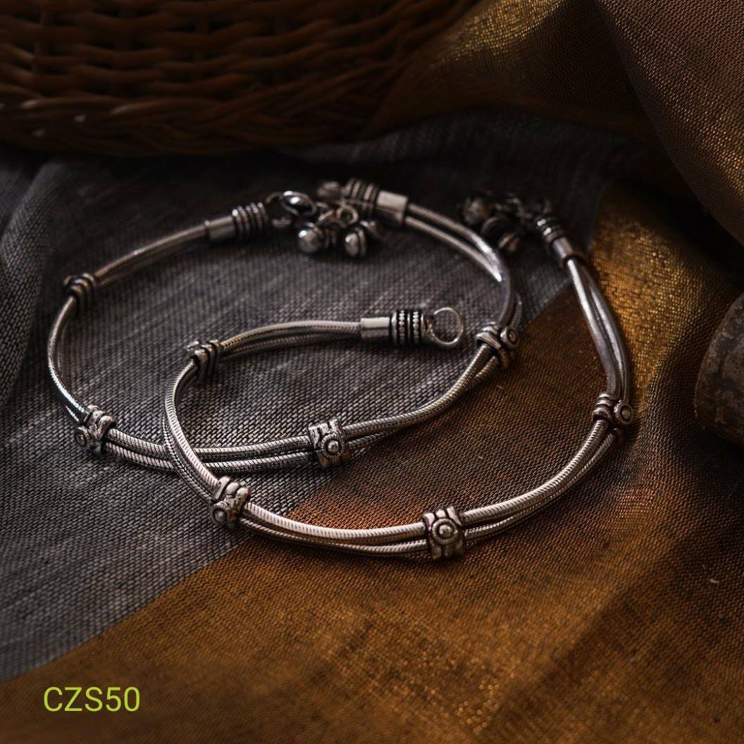 Silver Anklet Strand Anklet Oxidised Anklet Bollywood - Etsy
