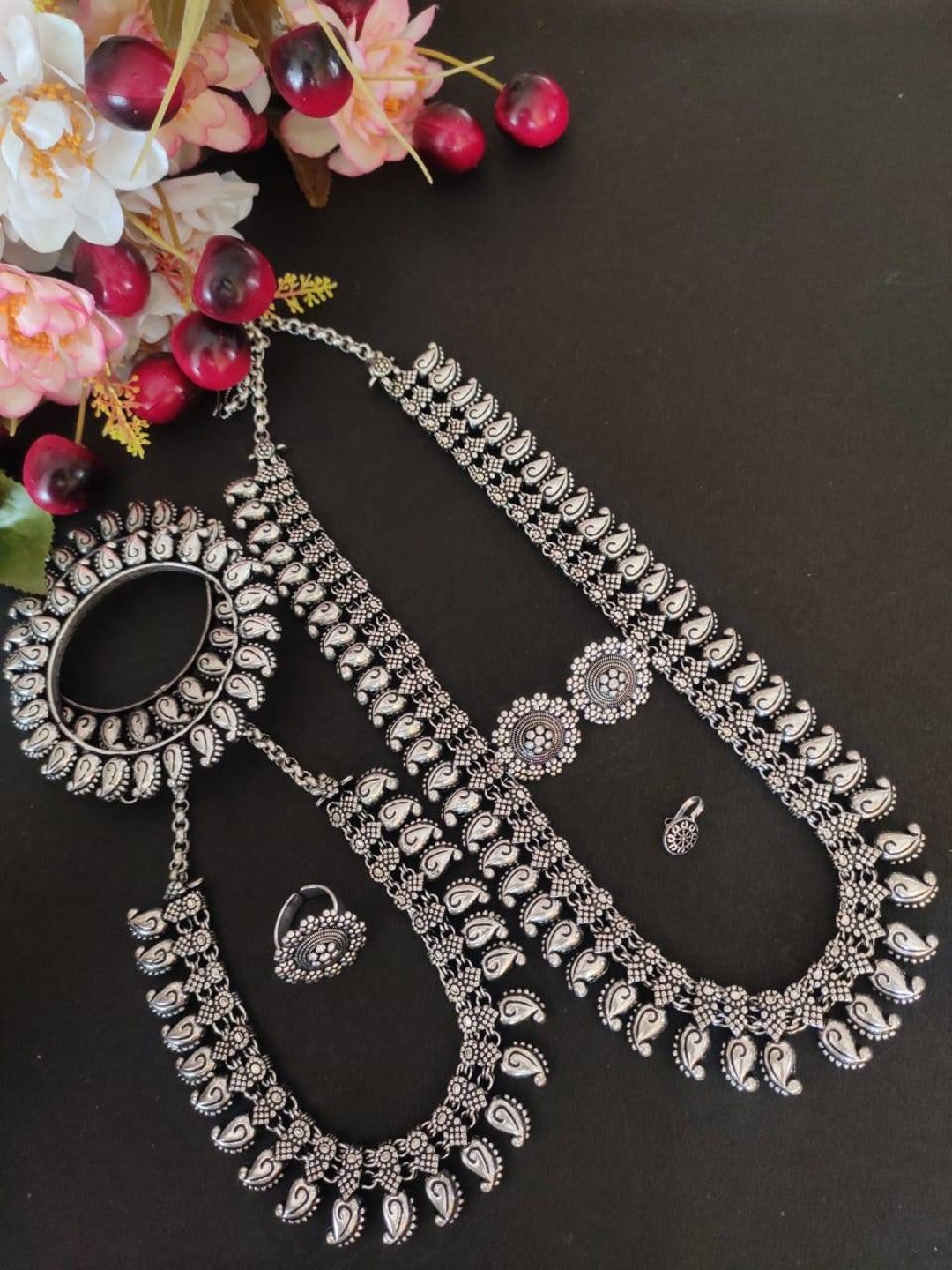 Oxidised Kolhapuri Set, Mango Design Indian Oxidized Handmade Jewelry ...
