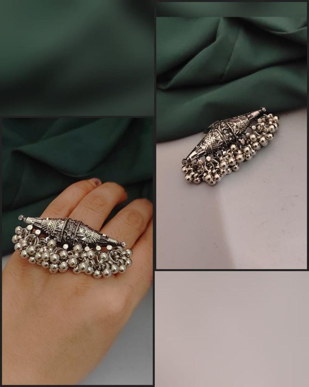 Ghungroo German Silver Traditional Finger Ring Indian Oxidized ...