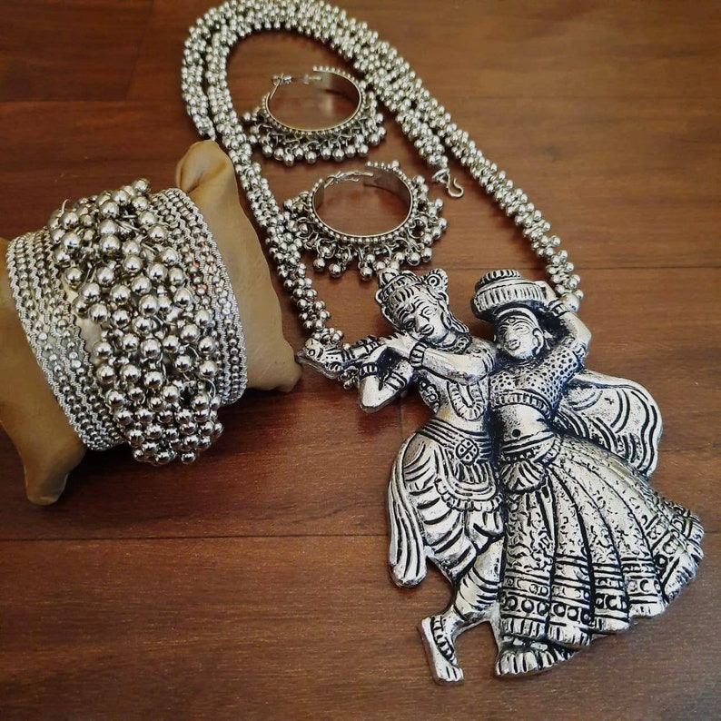 Indian Ethnic Handmade Radha krishna Oxidized German Silver | Etsy