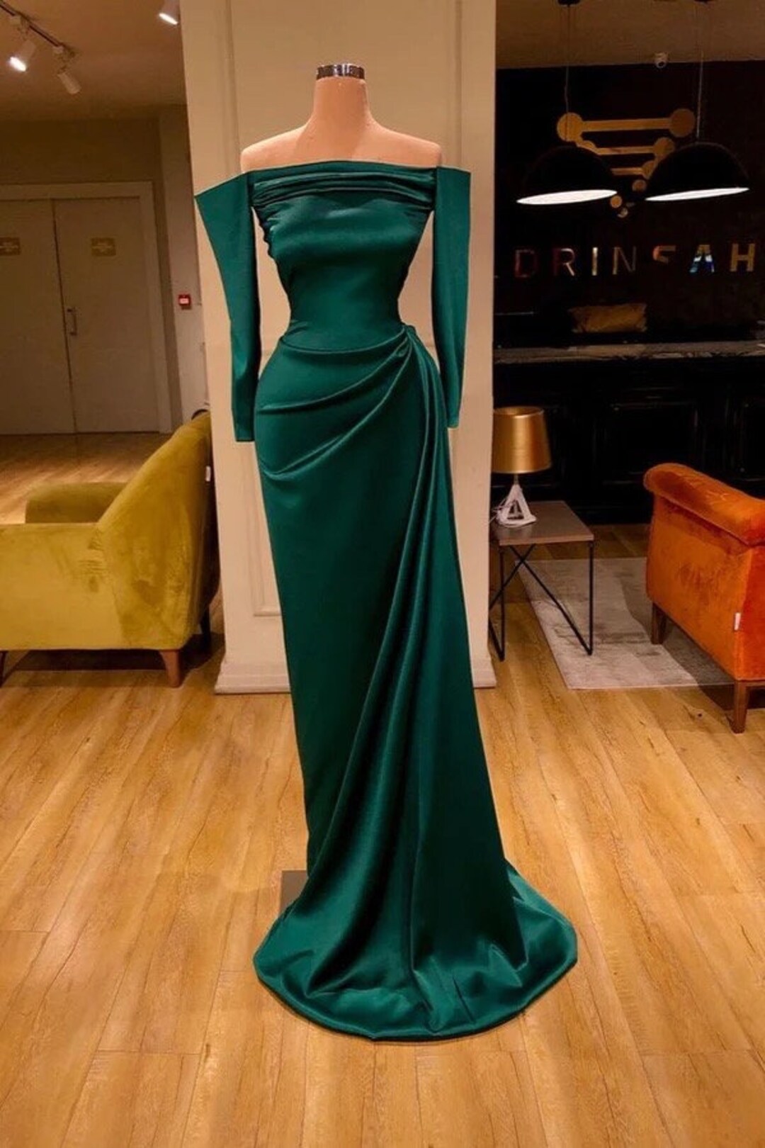 Off the Shoulder With Tail Gown - Etsy