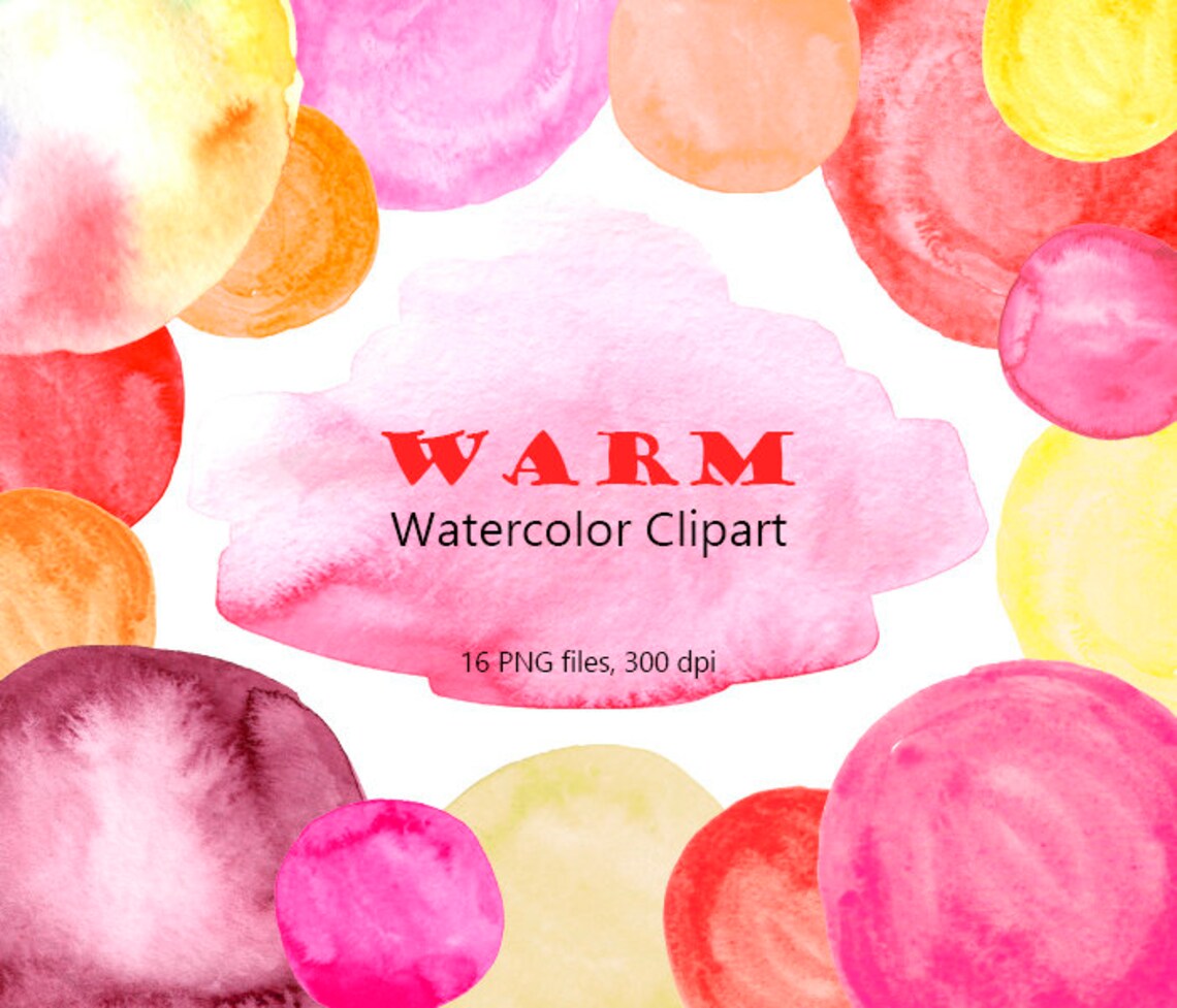 Warm Watercolor Clip Art, Red Watercolor Circles, Watercolor Circles ...