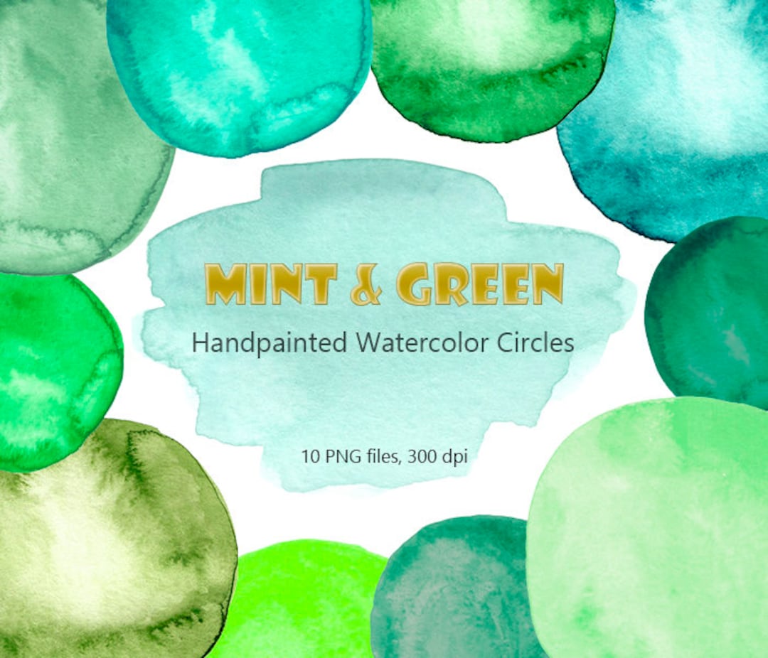 Watercolor Circles Clipart, Mint Watercolor Circles, Green Watercolor ...