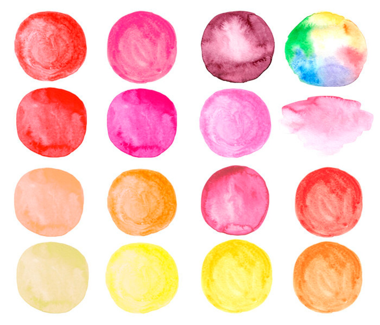 Warm Watercolor Clip Art, Red Watercolor Circles, Watercolor Circles ...