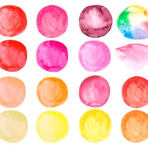 Warm Watercolor Clip Art, Red Watercolor Circles, Watercolor Circles ...