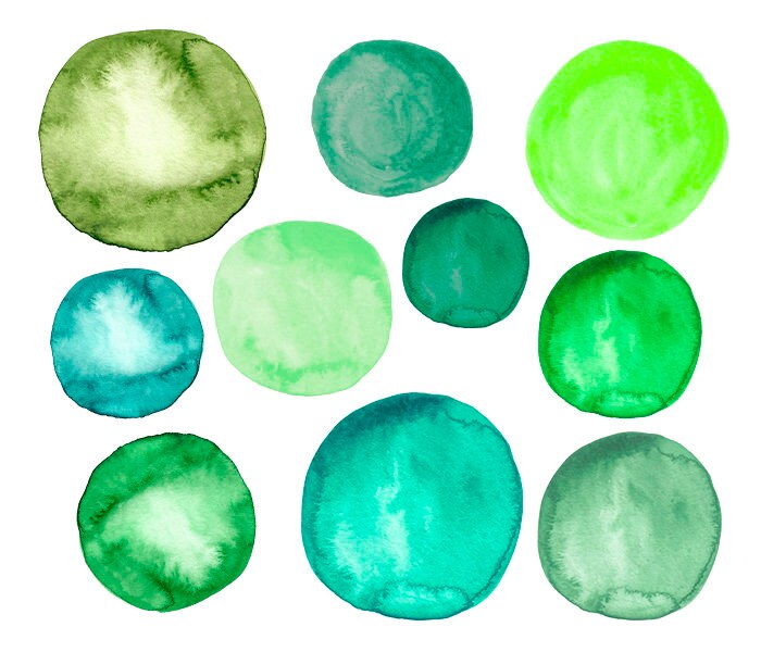 Watercolor Circles Clipart, Mint Watercolor Circles, Green Watercolor ...