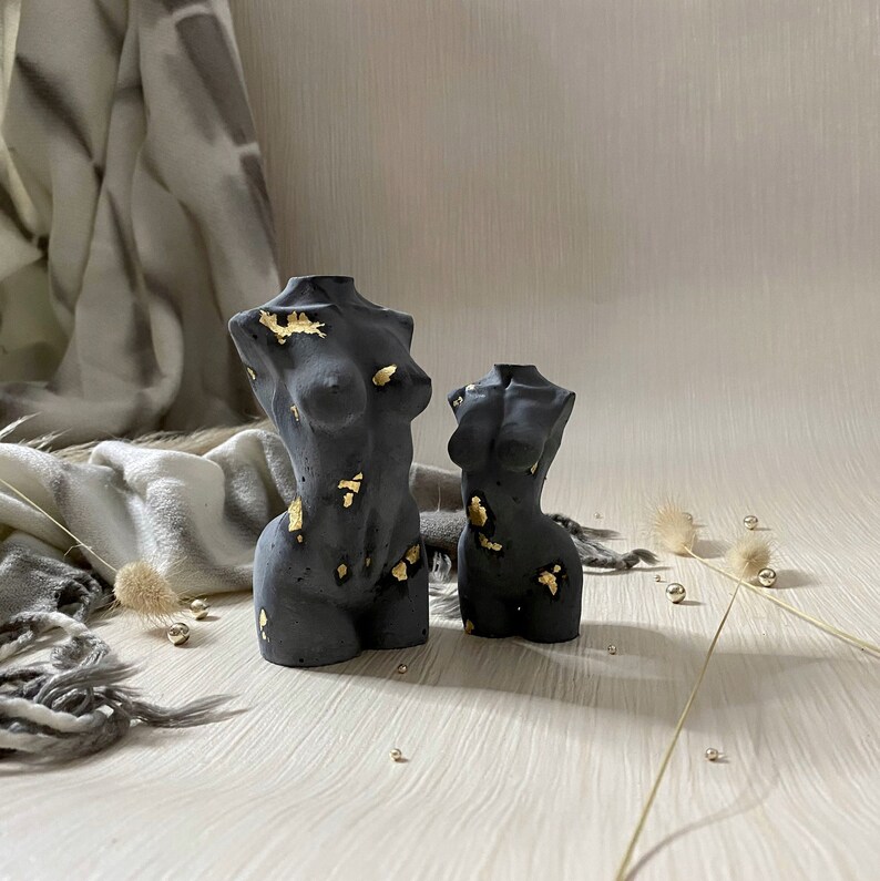 Anthracite Set of 2 Concrete Female Torso Sculptures Goddess - Etsy UK