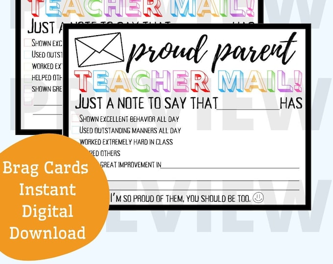 Teacher Parent Mail, Brag Cards, Student Reward, Classroom Management ...