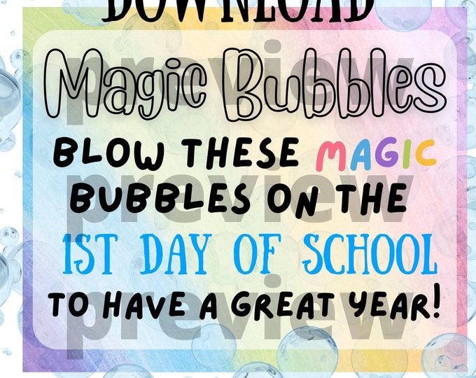 Meet the Teacher/first Day of School/magic Bubbles Tag Digital Download ...