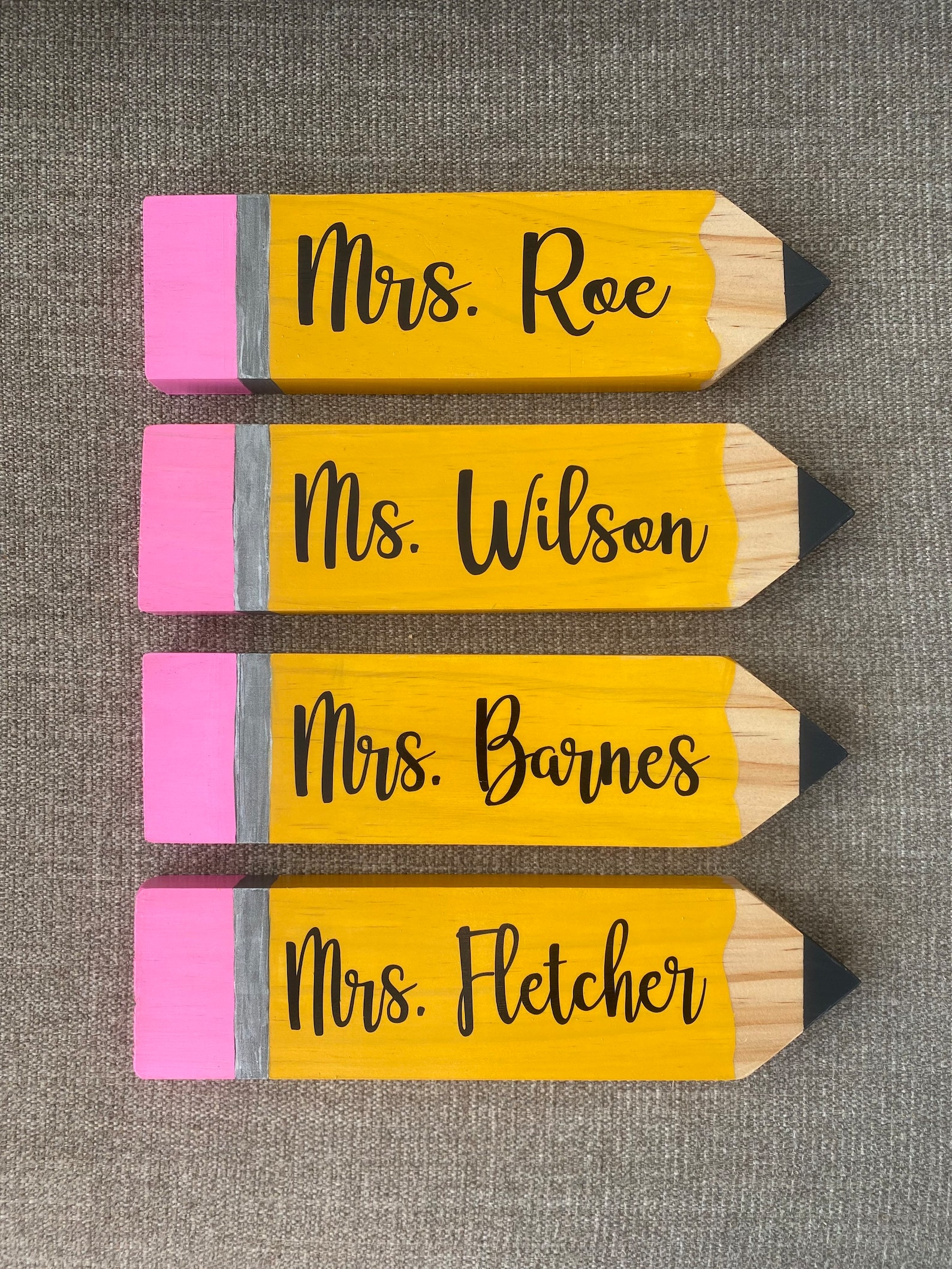 Hand Painted Pencil Teacher Name for Classroom, Office, Desk, Teacher ...