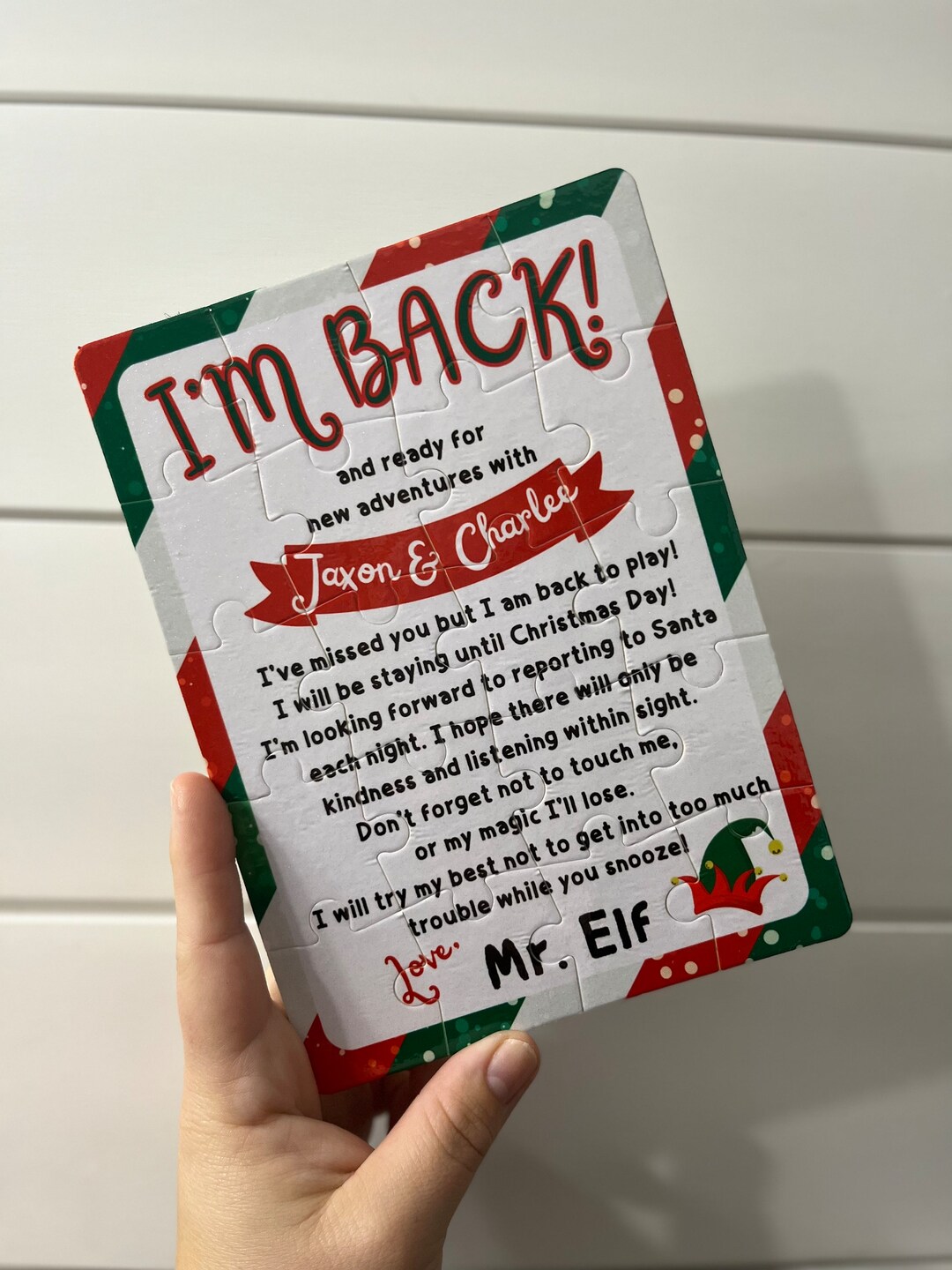 Christmas Elf Puzzle / Elf Prop / Custom Name Puzzles / Elf Arrival ...