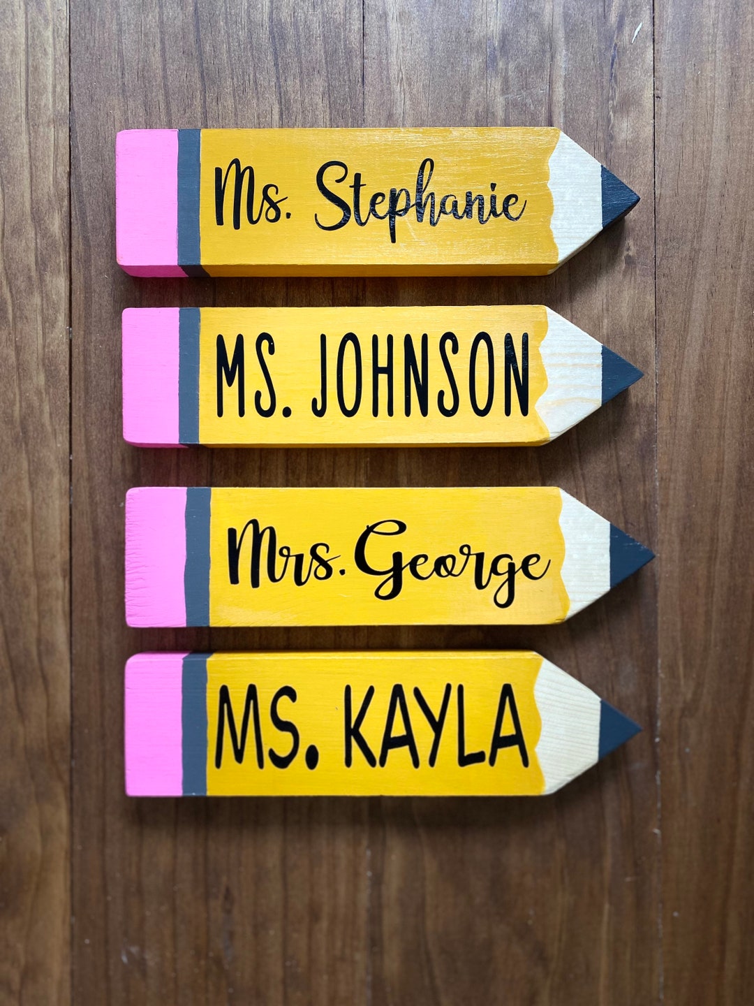 Hand Painted Pencil Teacher Name for Classroom, Office, Desk, Teacher ...