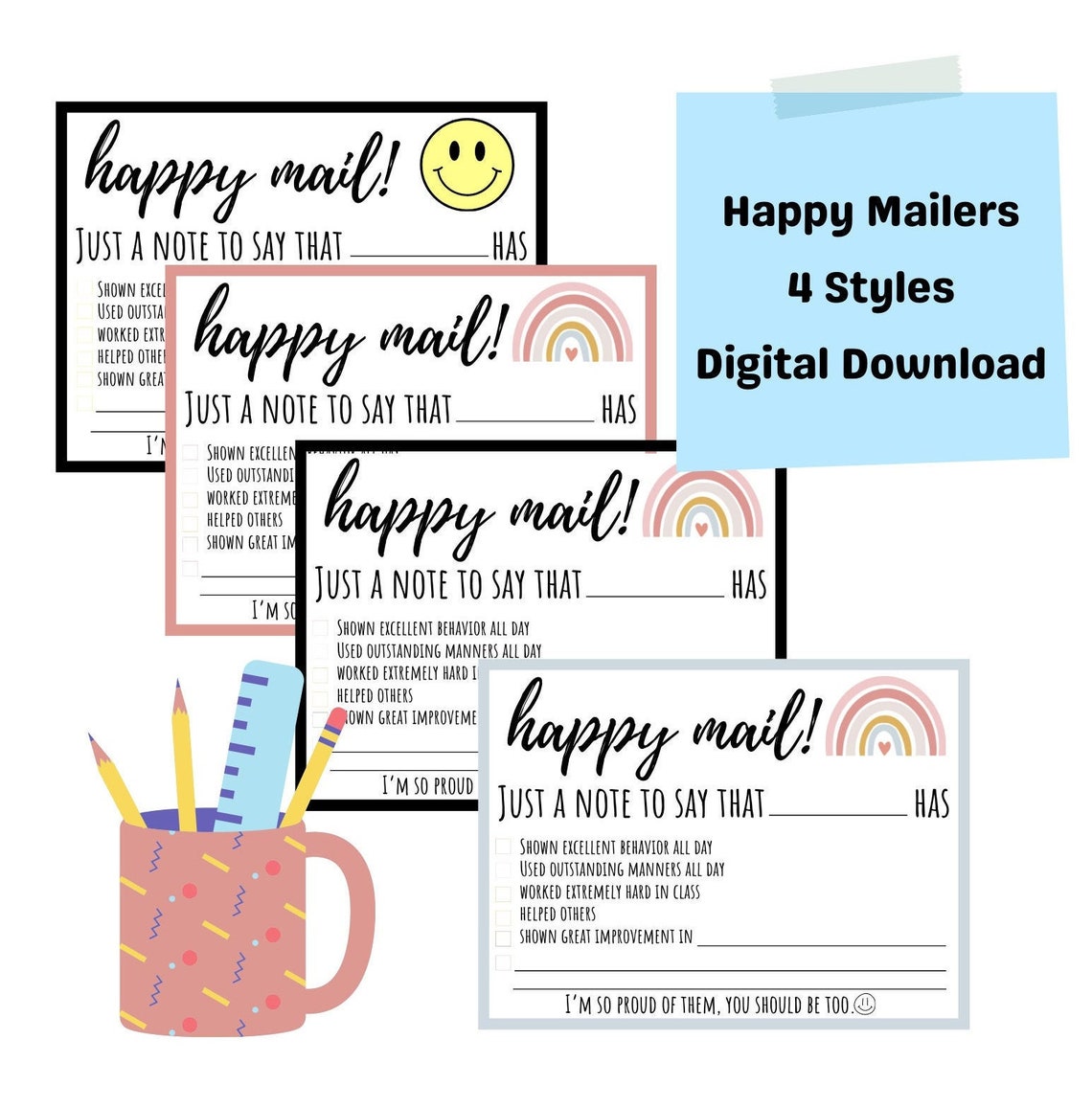 Happy Mail From Teacher / Printable Teacher Mail / Positive Notes Home ...