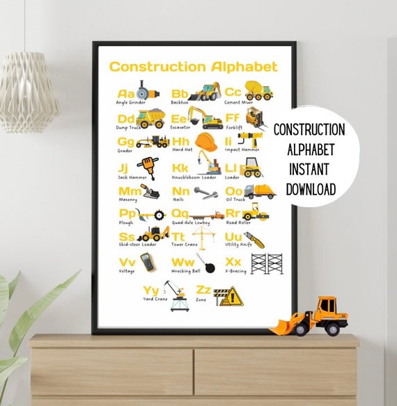 Construction Alphabet / Nursery / Classrooms / Playrooms / | Etsy
