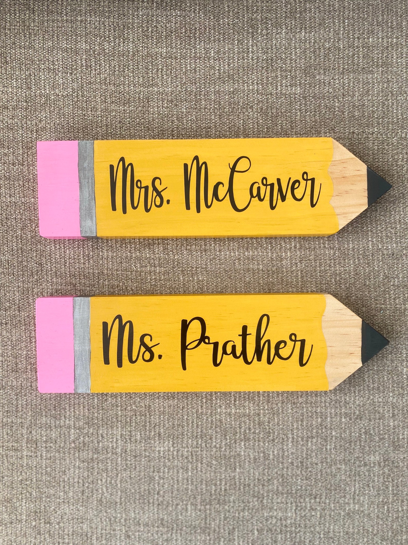 Hand Painted Pencil Teacher Name for Classroom, Office, Desk, Teacher ...