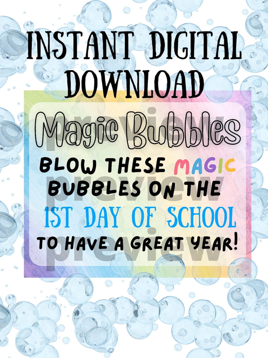 Meet the Teacher/first Day of School/magic Bubbles Tag Digital Download ...