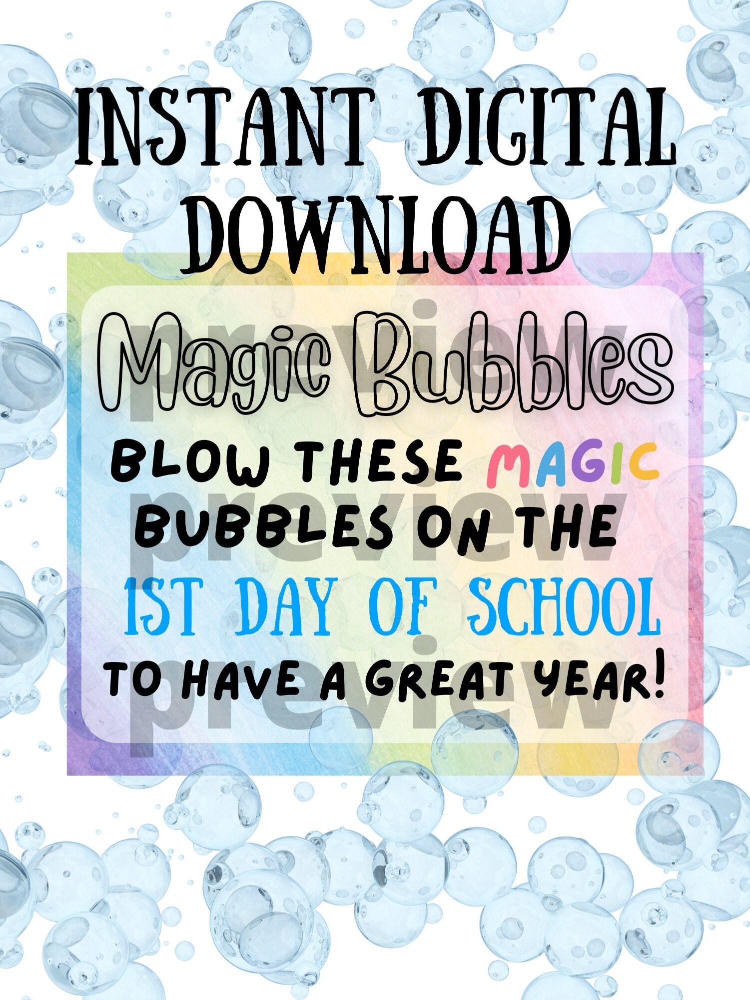 Meet the Teacher/first Day of School/magic Bubbles Tag Digital Download ...