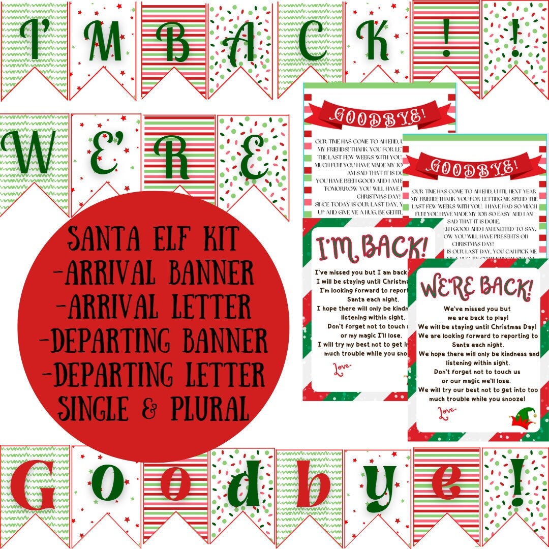 Santa Christmas Elf Arrival and Departing Digital Download / I'm / We ...