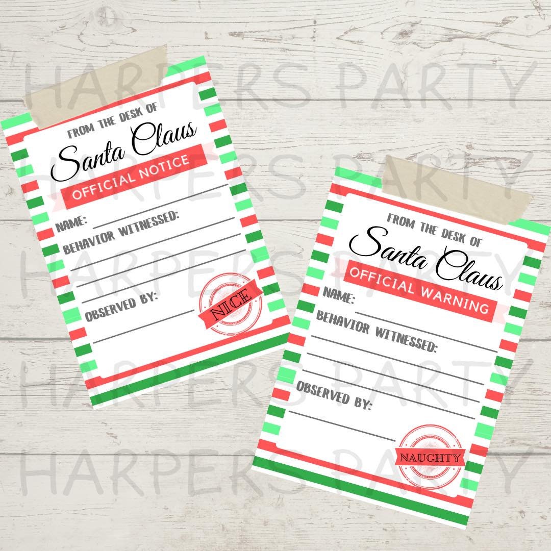 Santa Claus Letter \ Warning \ Good Behavior \ Bad Behavior \ Elf ...