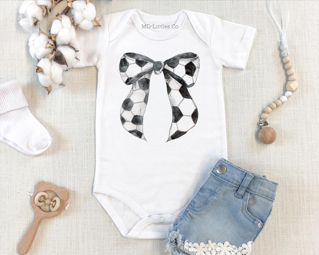 Preppy Soccer Bow Onesie® for Baby Girl, First Soccer Season, Soccer ...