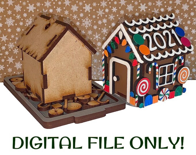 3D Mini Gingerbread House Ornament DIY Kit Cut File - Christmas ...