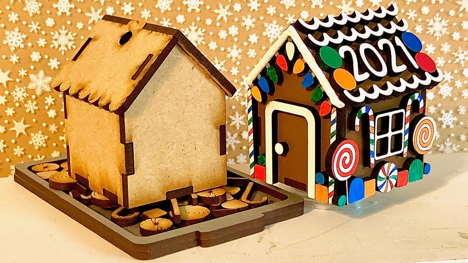 3D Mini Gingerbread House Ornament DIY Kit Cut File Christmas Activity ...