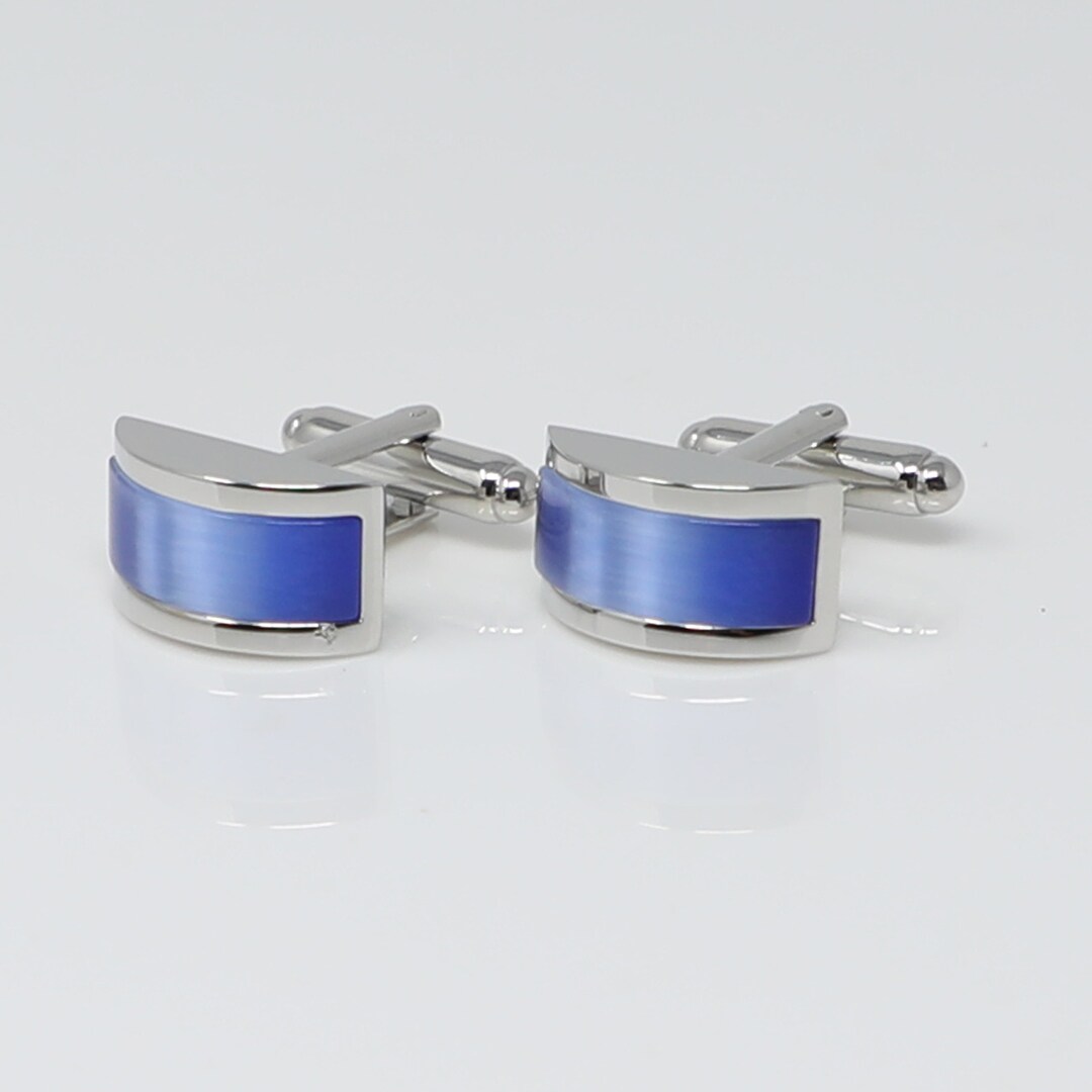 Blue Stone Cuff Links Curved Rectangle Stone Cufflinks Best Birthday ...