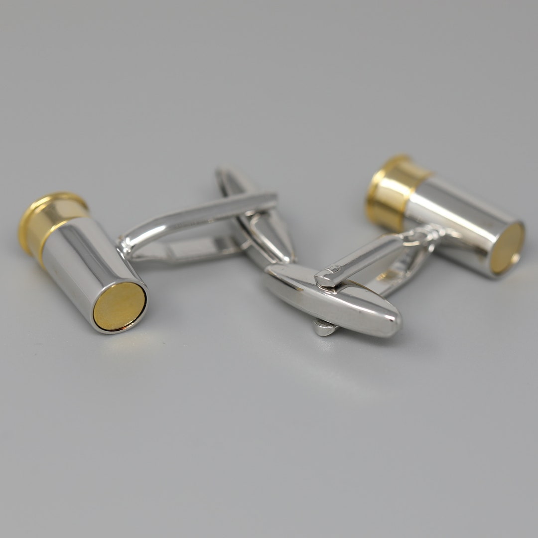 Silver and Gold Two Tone Bullet Cartridge Shell Cufflinks Best Gift for ...