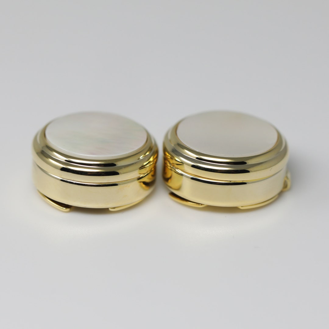 Round Gold Tone Rim Mother of Pearl Men Wedding Dress Shirt Sleeve ...
