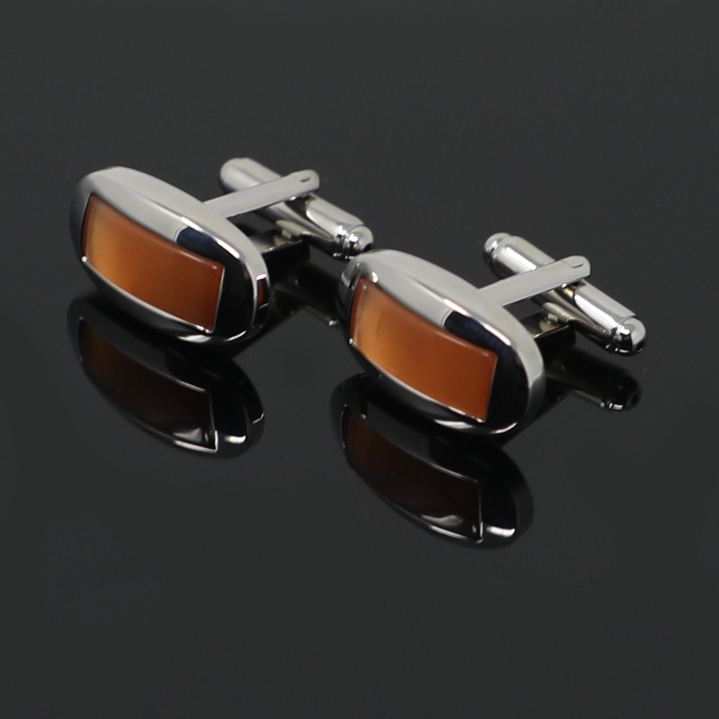 Oval Orange Stone Cufflinks Best Birthday Father's Day | Etsy