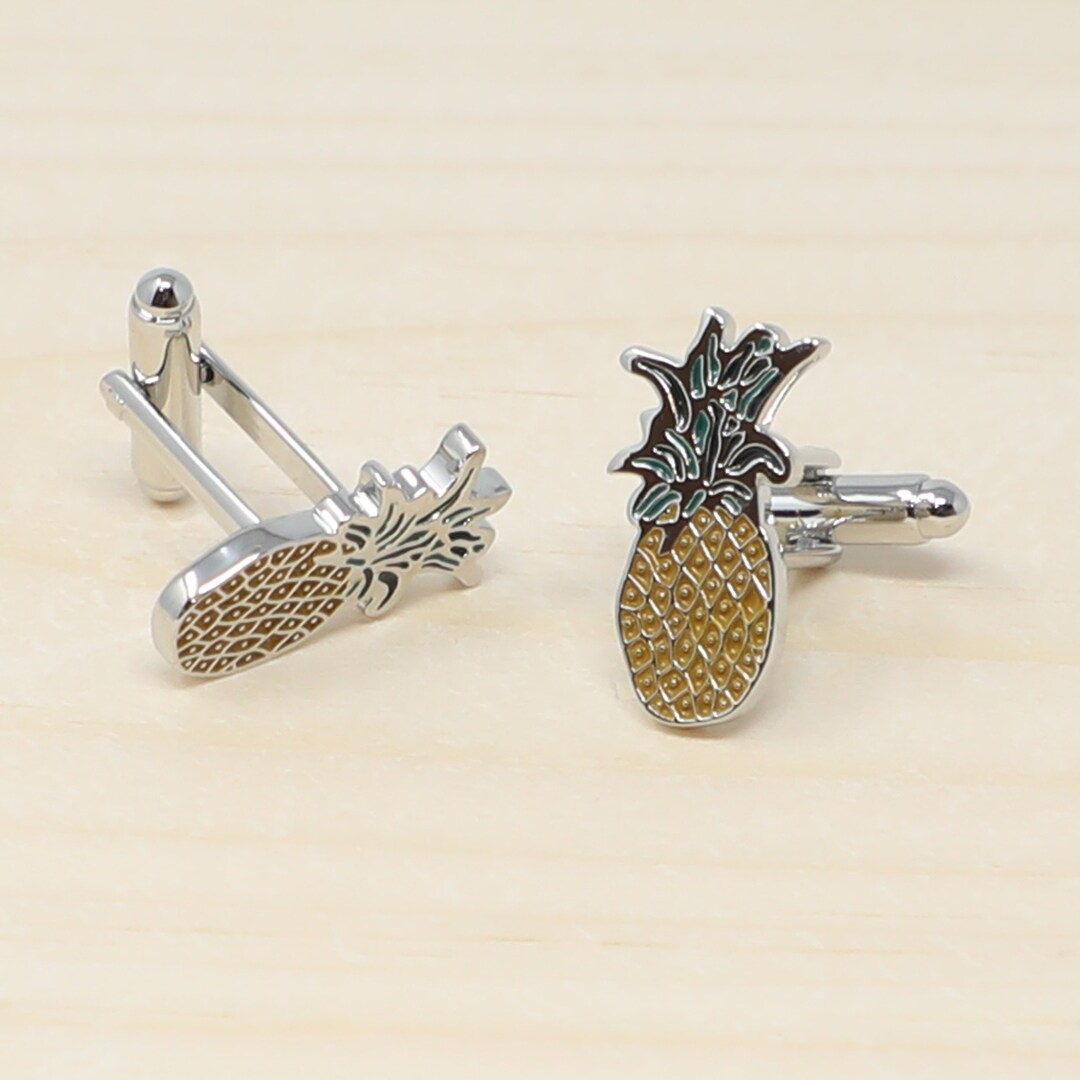 Pineapple Cuff Links Gold and Green Enamel Pineapple Cufflinks Best ...