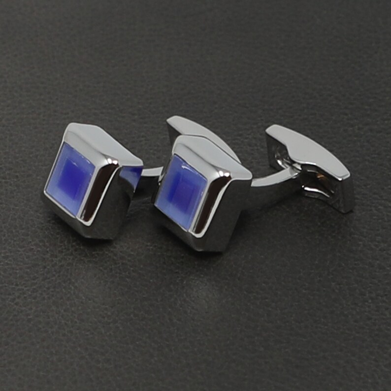 Blue Tonal Cats Eye Stone Cuff Links Blue Stone Cuff Links - Etsy