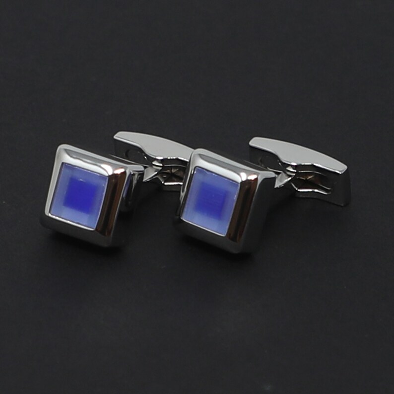 Blue Tonal Cats Eye Stone Cuff Links Blue Stone Cuff Links - Etsy