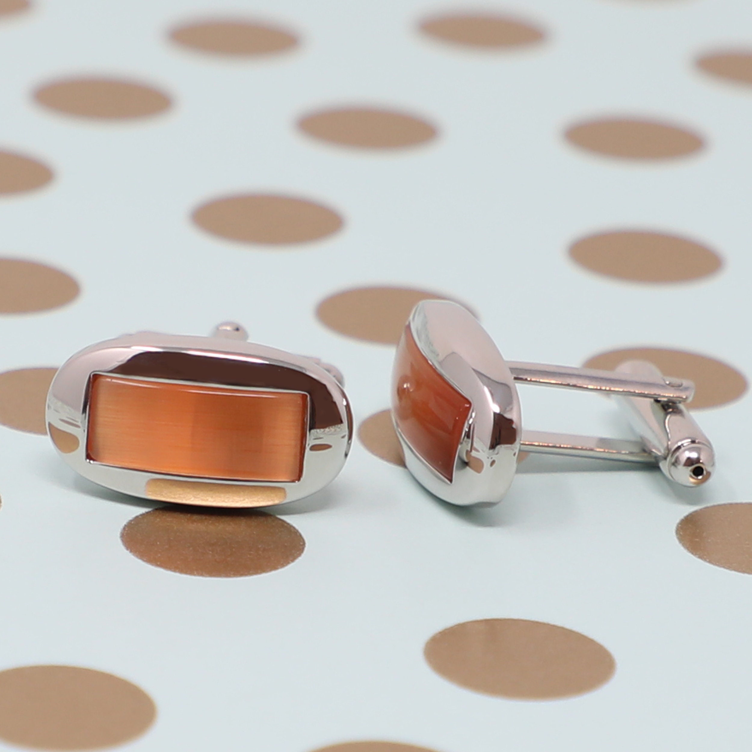 Oval Orange Stone Cufflinks Best Birthday Father's Day | Etsy