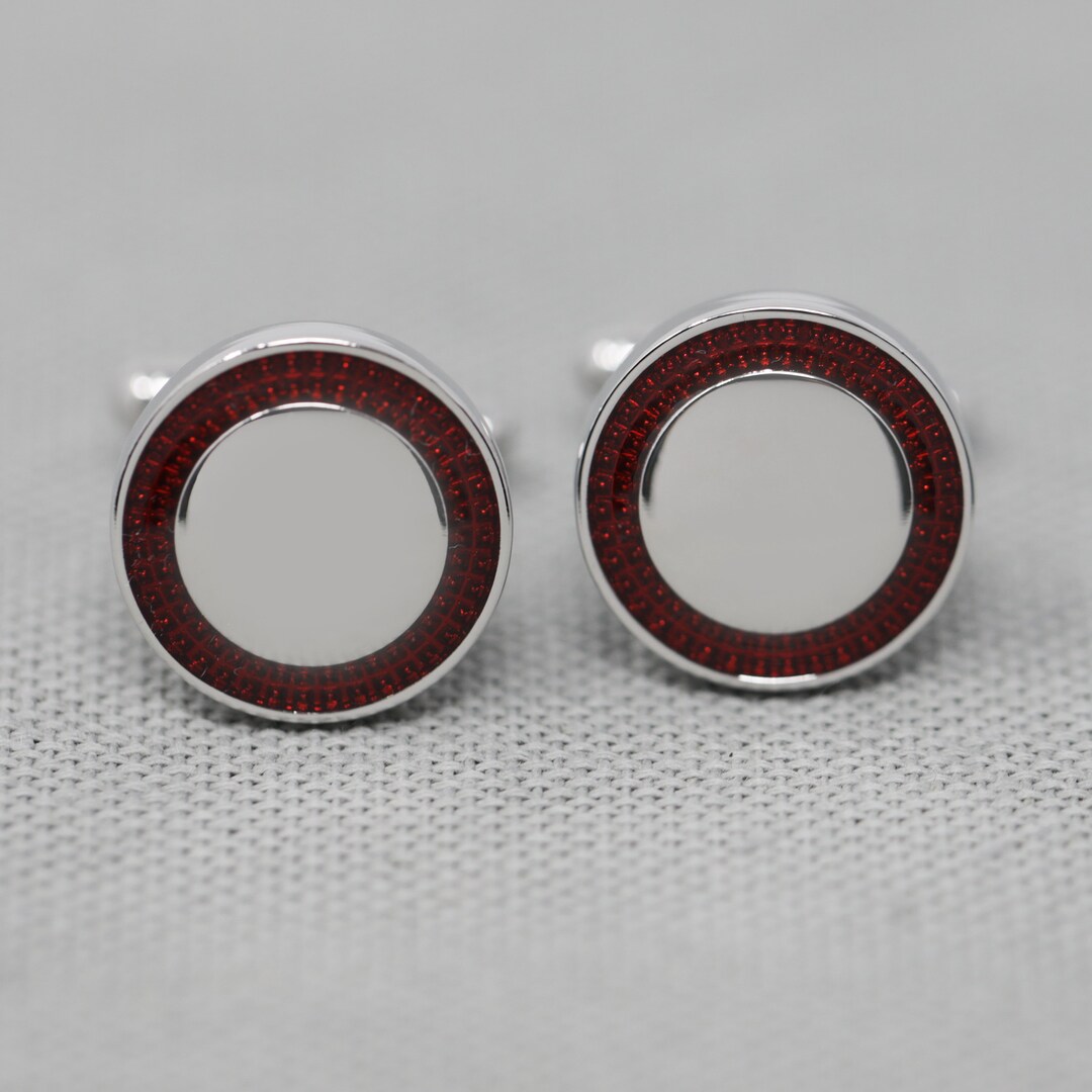 Burgundy Rim Round Cuff Links Best Birthday Father's Day Gift Wedding ...