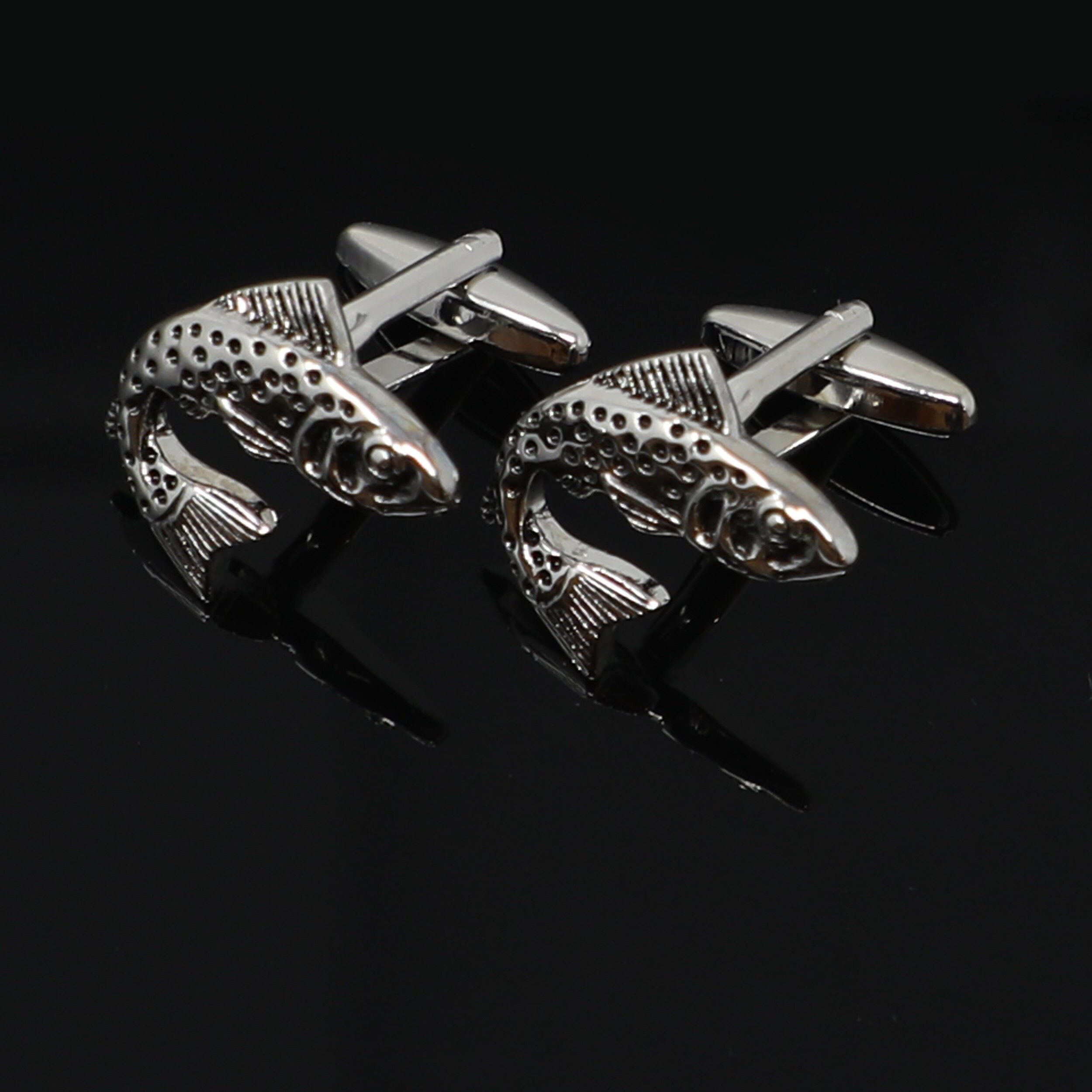 Fish Cufflinks Antique Silver Tone Salmon Fish Cufflinks Best - Etsy