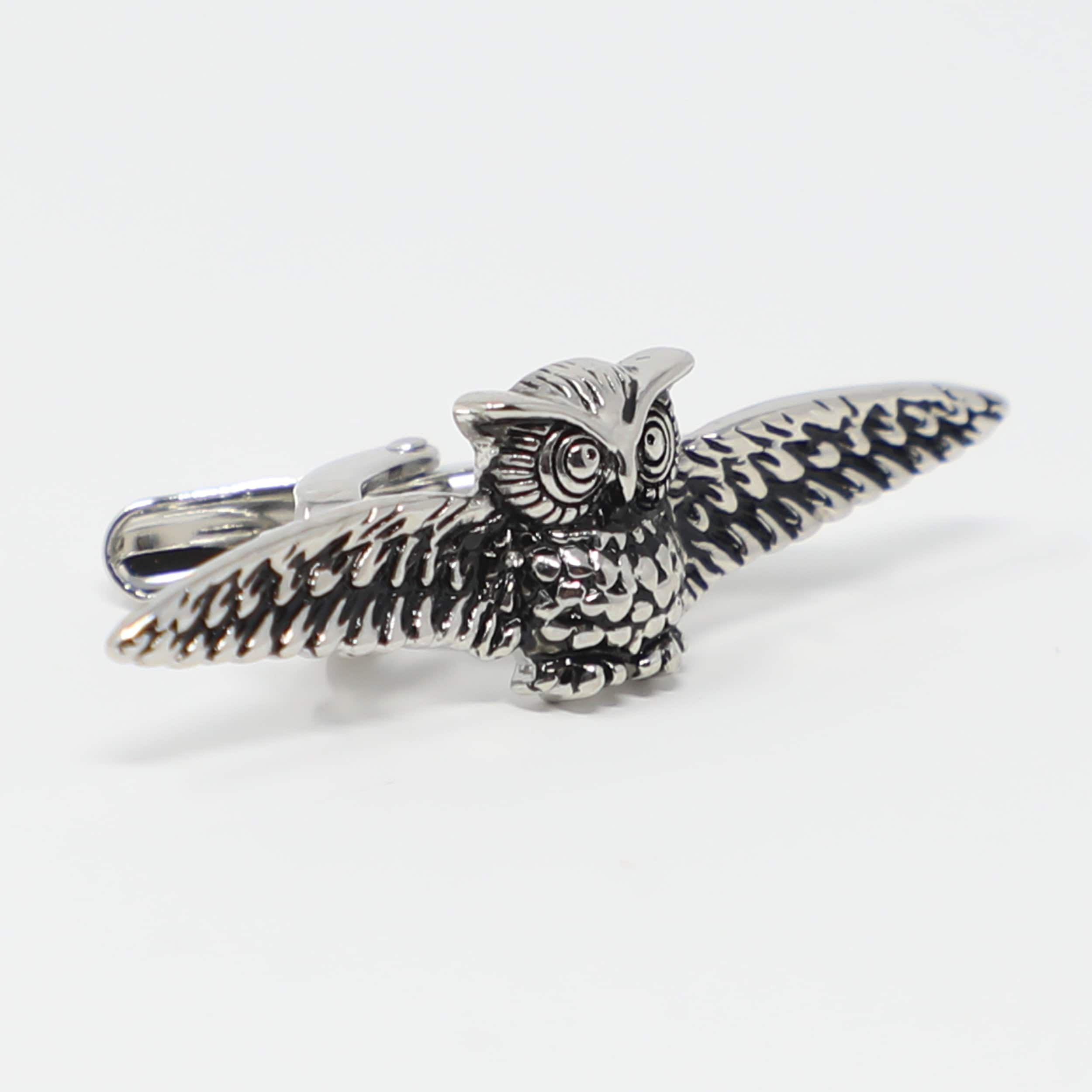 Animal Owl Tie Clip Men Novelty Antique Silver Tone Flying Owl | Etsy