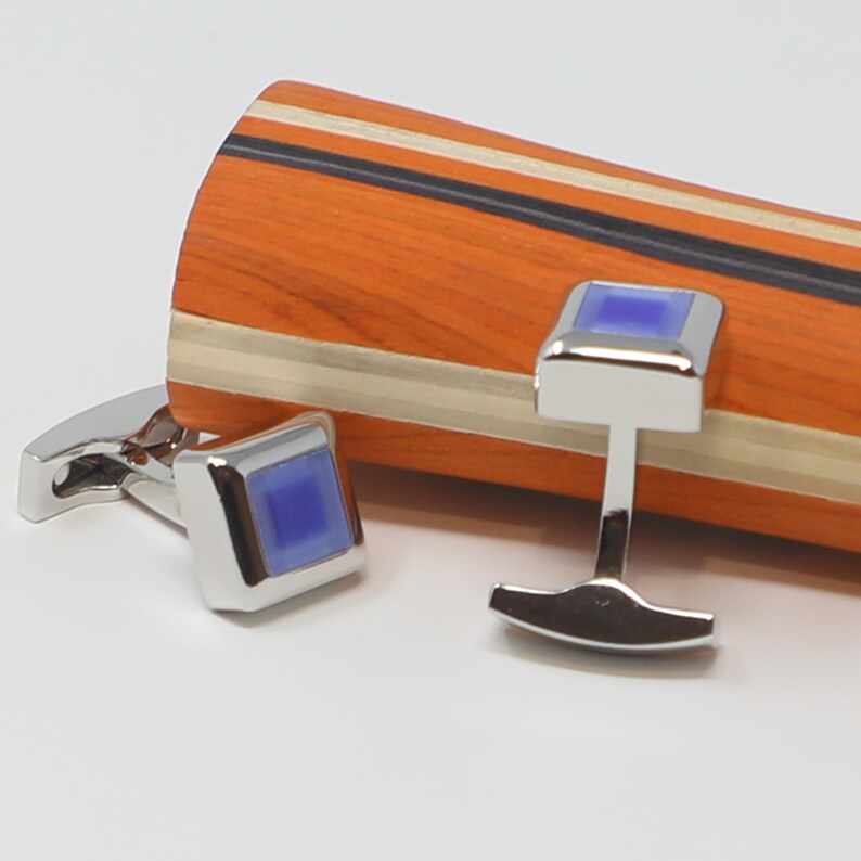 Blue Tonal Cats Eye Stone Cuff Links Blue Stone Cuff Links - Etsy