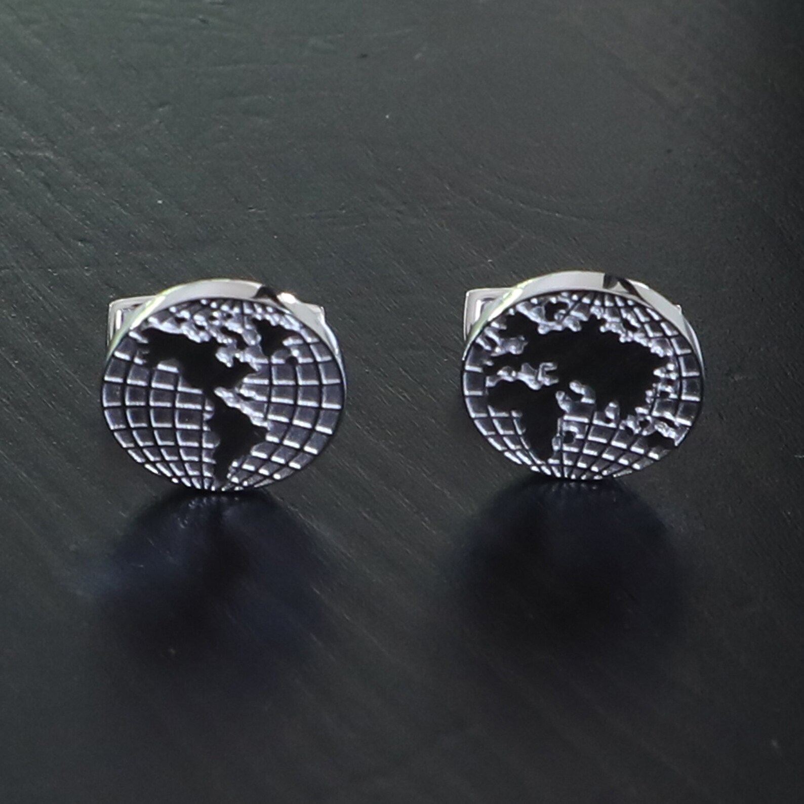 925 Sterling Silver World Map Cufflinks Best Gift for Men - Etsy