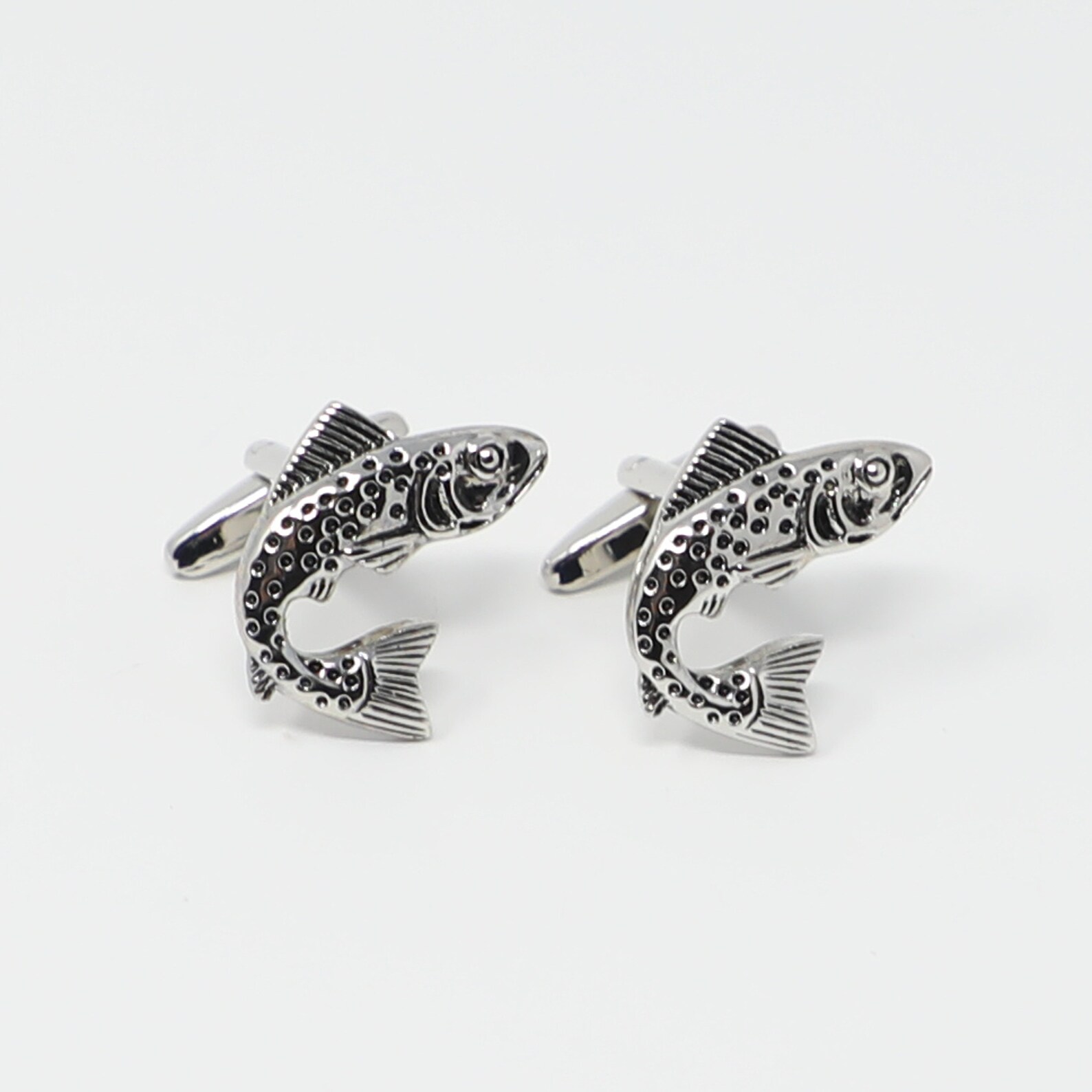 Fish Cufflinks Antique Silver Tone Salmon Fish Cufflinks Best - Etsy