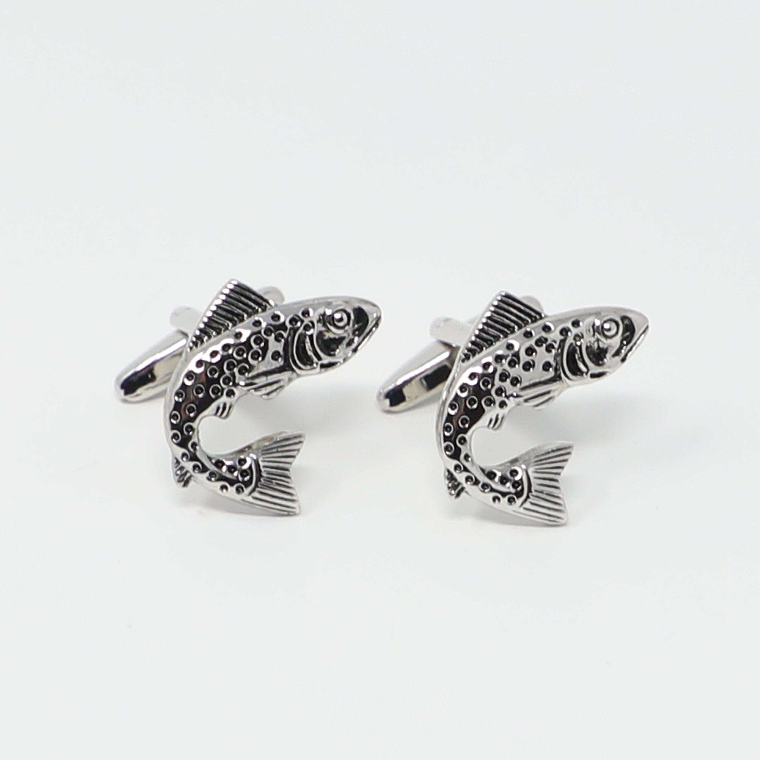 Fish Cufflinks Antique Silver Tone Salmon Fish Cufflinks Best - Etsy