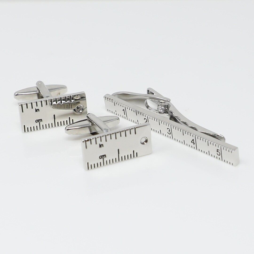 Novelty Ruler Cufflinks and Tie Clip Set Men Birthday Gift - Etsy