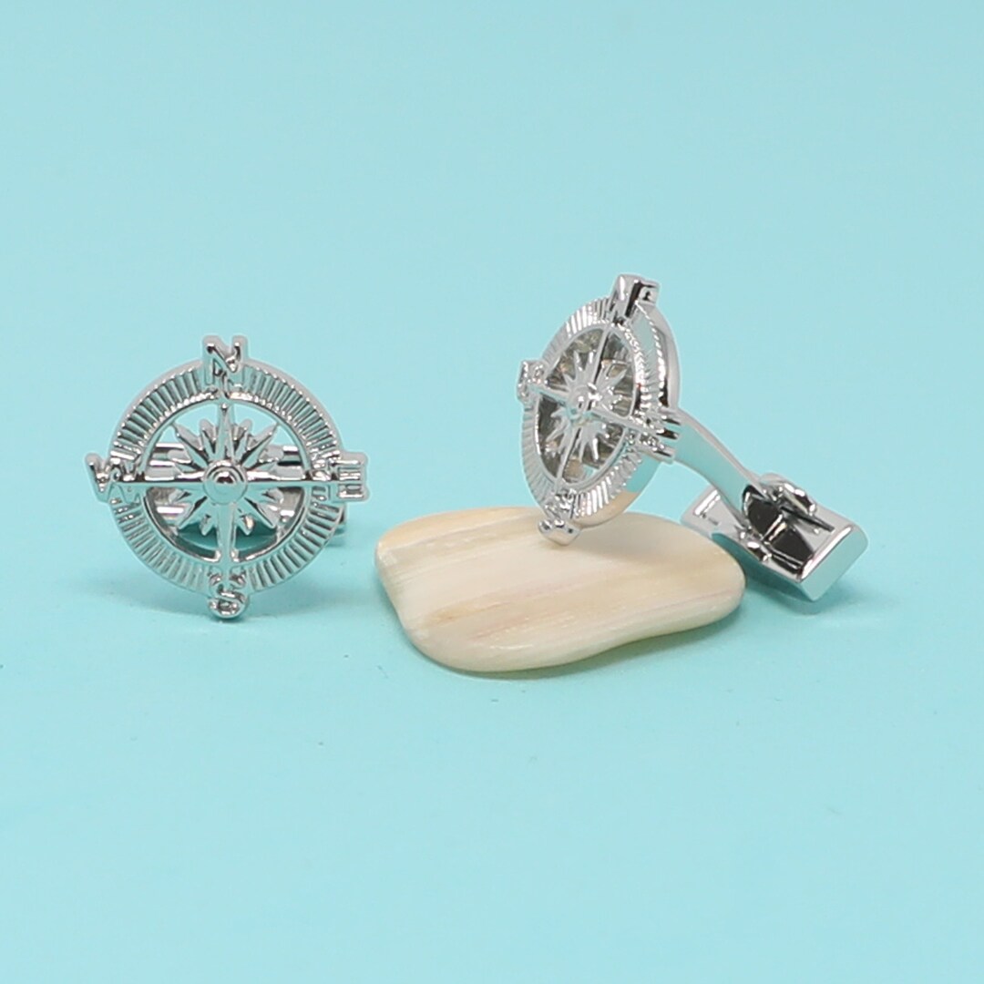 Silver Tone Novelty Compass Design Cufflinks Best Birthday Father's Day ...