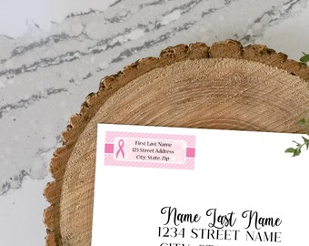 Breast Cancer Address Label, Pink Ribbon, Awareness, Survivor, Return ...