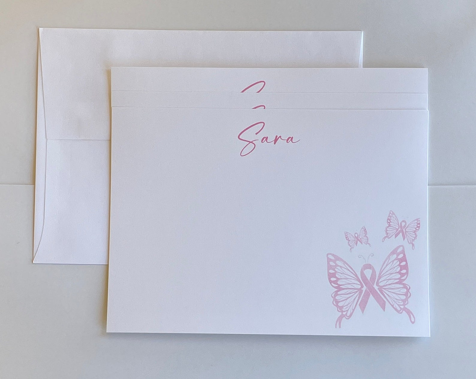 Breast Cancer Note Cards Breast Cancer Butterfly Cancer - Etsy