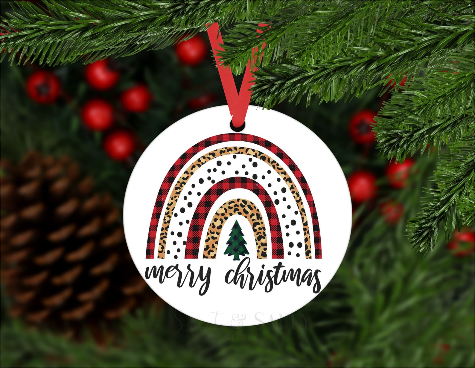Merry Christmas Rainbow Ornament | 2021 Christmas Ornament | X-mas ...