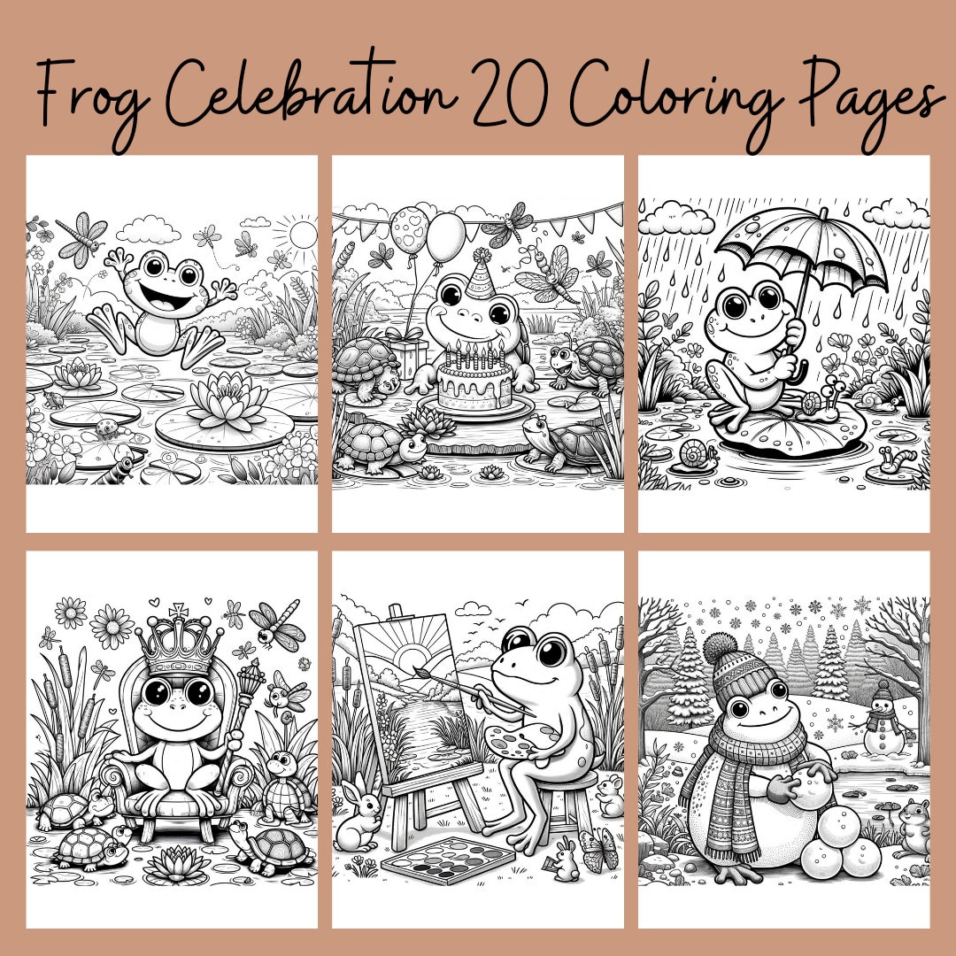 Leap Day Coloring Page ,20 Pages of Celebrating Frog Coloring Books ...