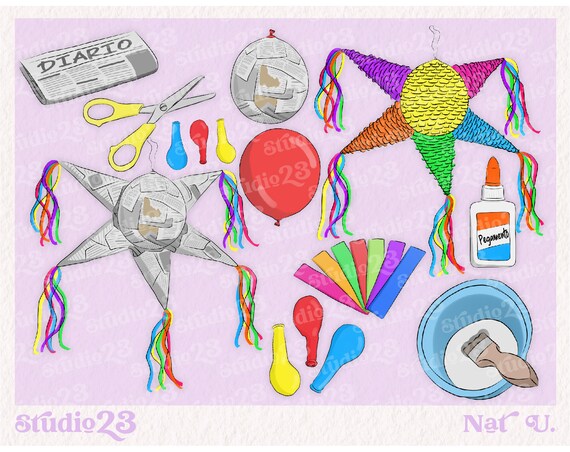 Piñata. Process to Make Piñata. Clip Art Piñata. Digital File - Etsy