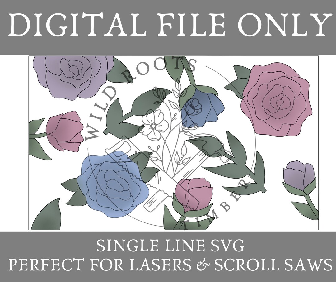Full Floral Backer Laser File - Glowforge Single Line Floral File ...